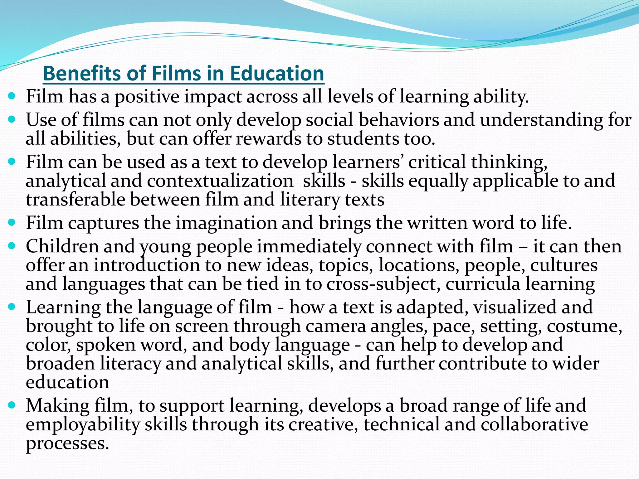 Using of videos,animations, movies and tv broadcast in education | PPTX
