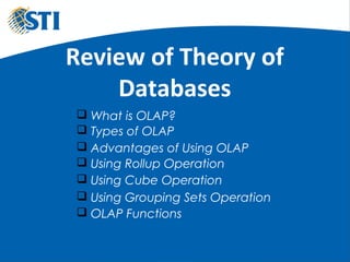 Using olap | PPT | Databases | Computer Software and Applications