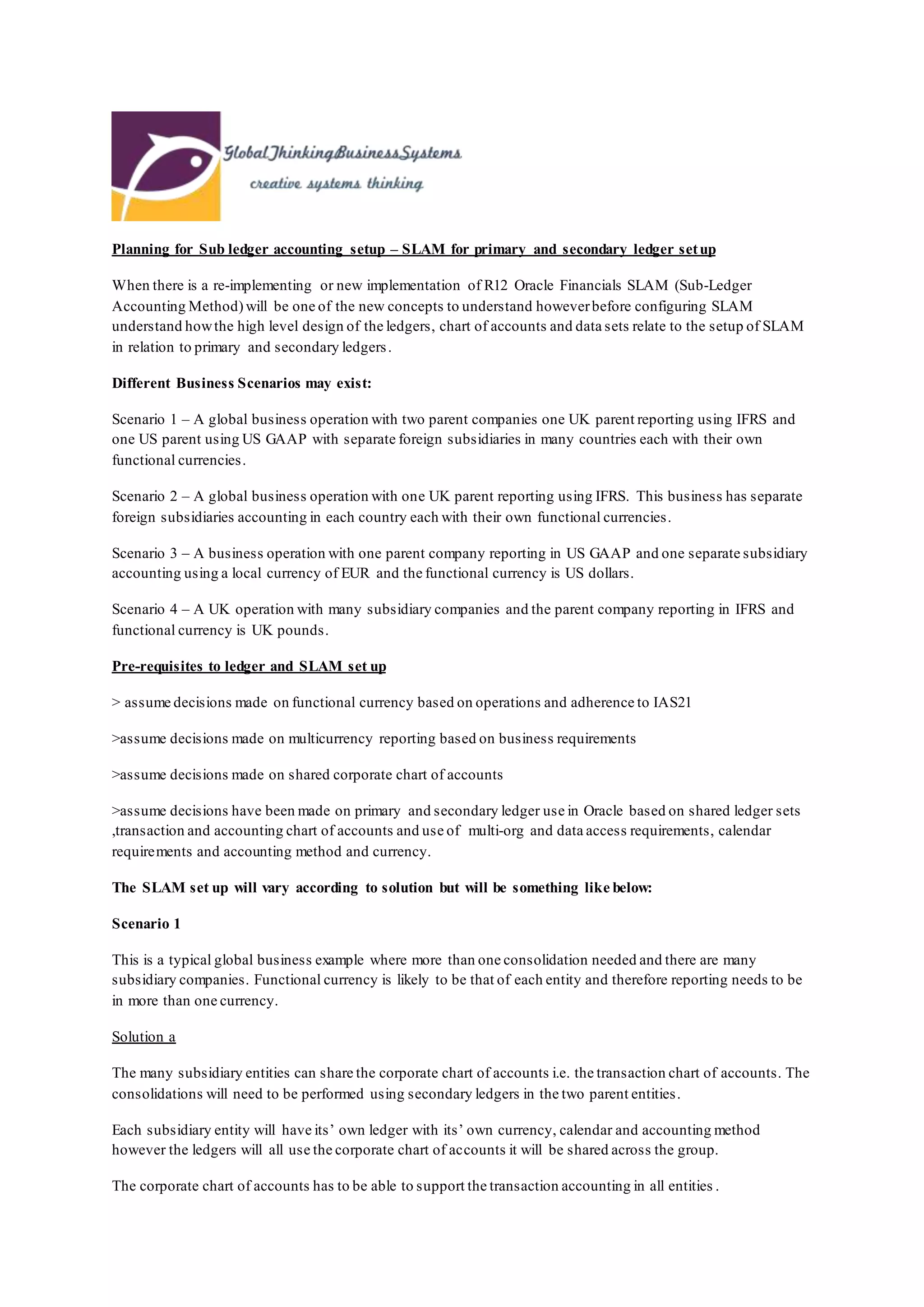 Using oracle r12 slam with secondary ledgers | DOCX