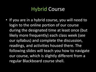 Using our blackboard course for hybrids | PPT
