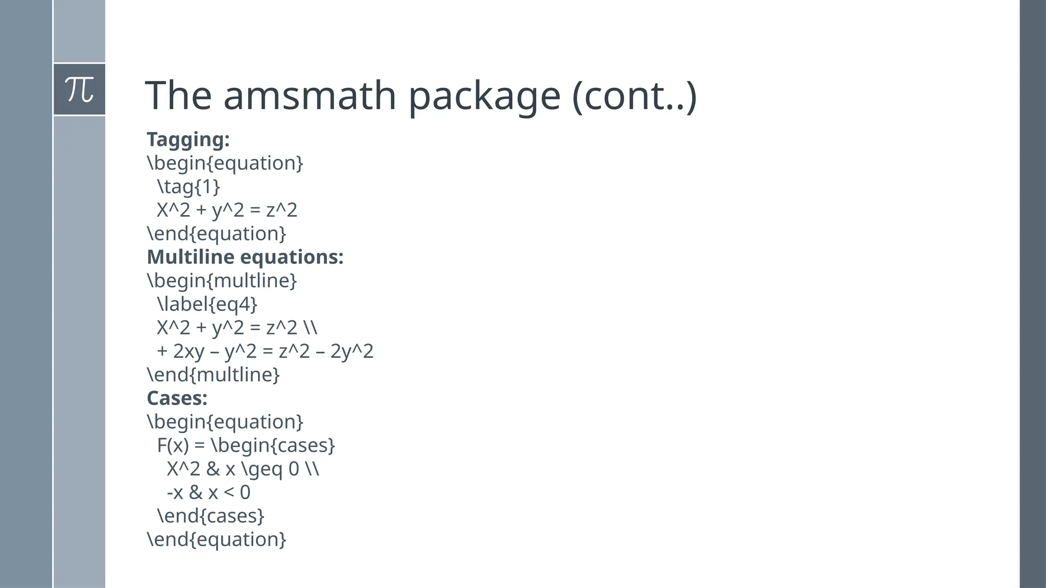 Using Package Amsmath Typing Equation Labeling And Referringpptx