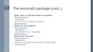 Using package amsmath typing equation labeling and referring.pptx