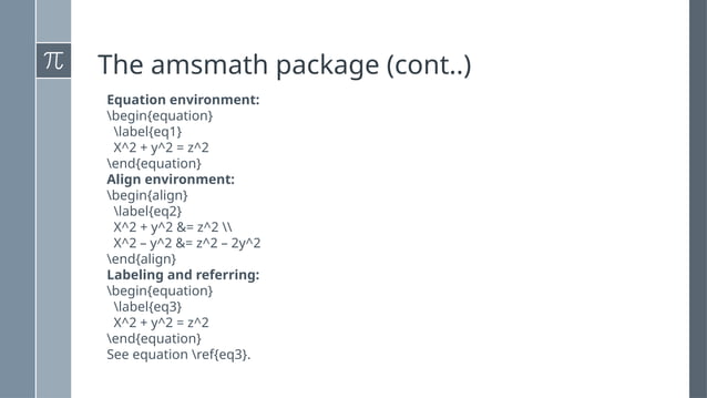 Using package amsmath typing equation labeling and referring.pptx