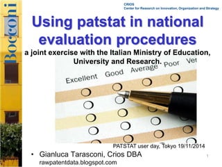 Using patstat in universities evaluation procedures | PPT