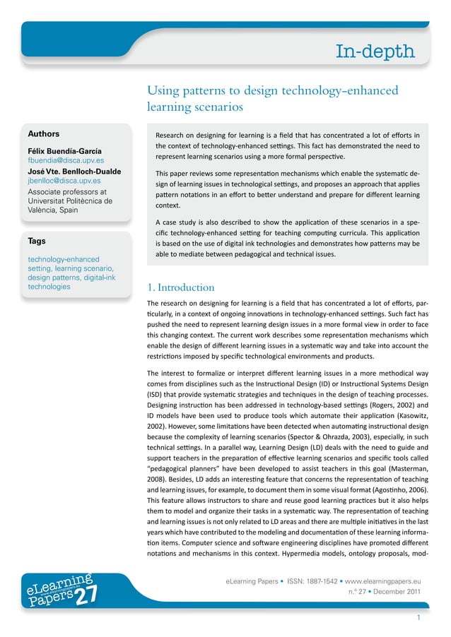 Using patterns to design technology enhanced learning scenarios | PDF
