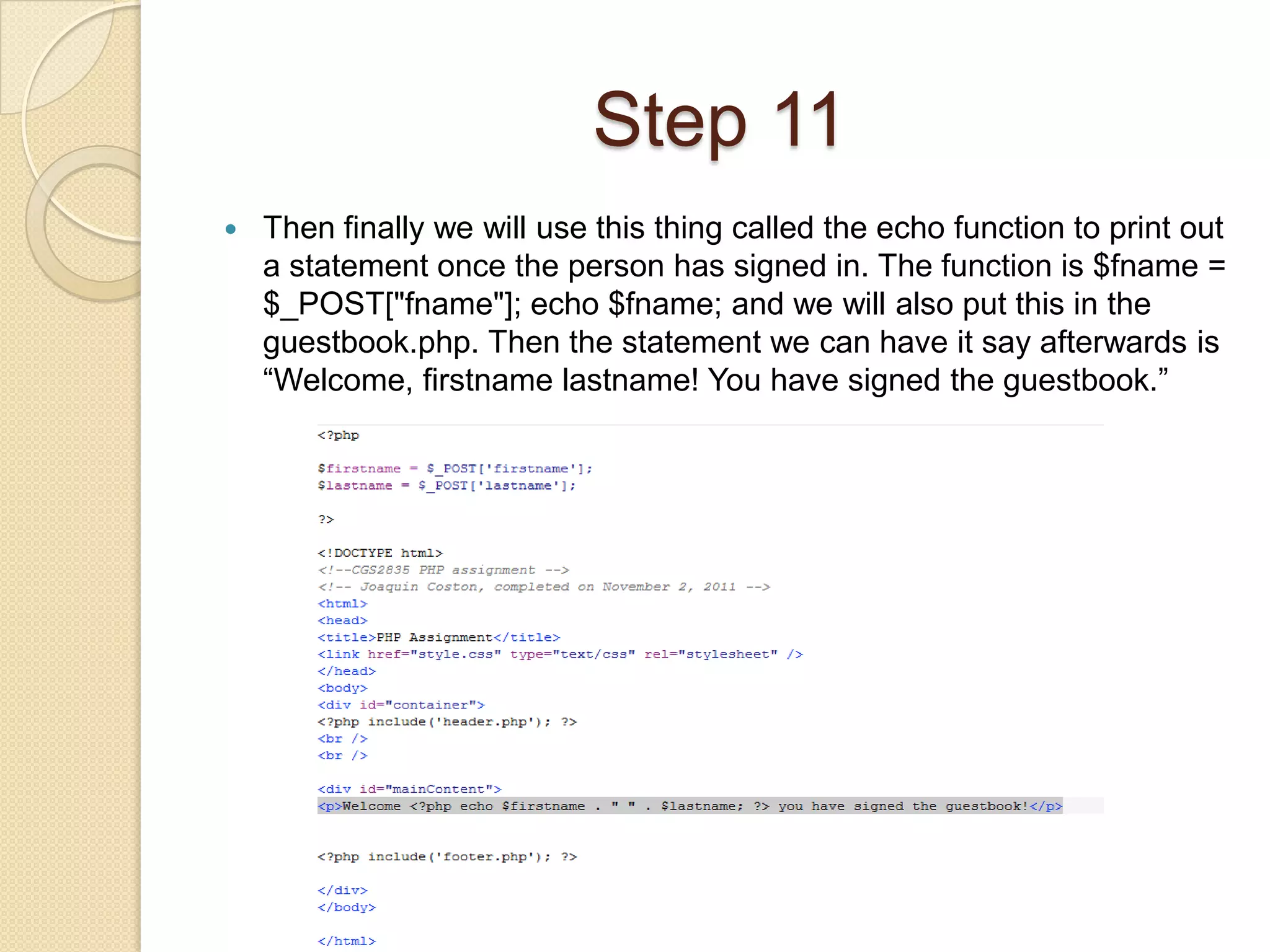 Using php to design a guestbook website tutorial | PPTX