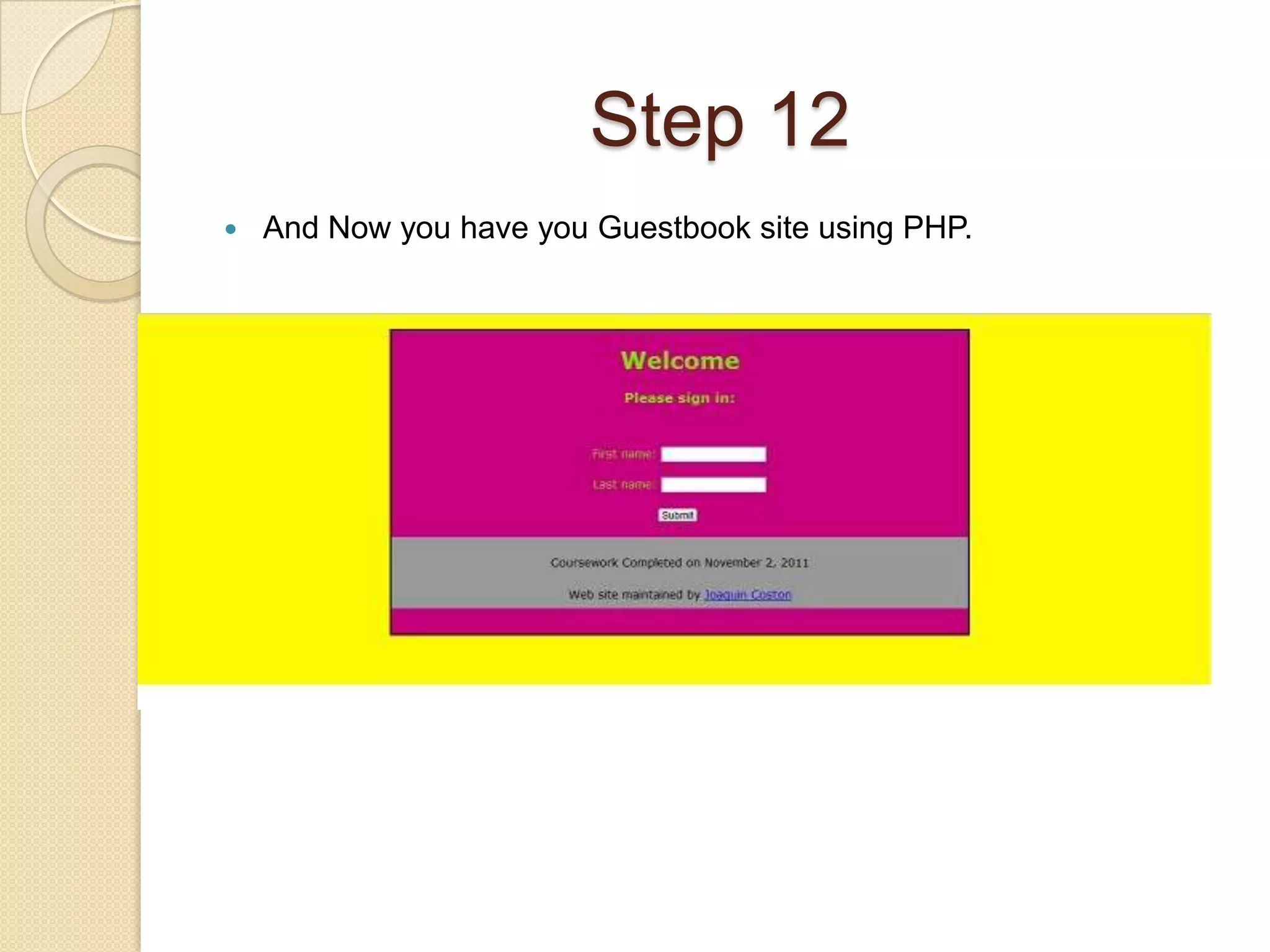 Using php to design a guestbook website tutorial | PPTX