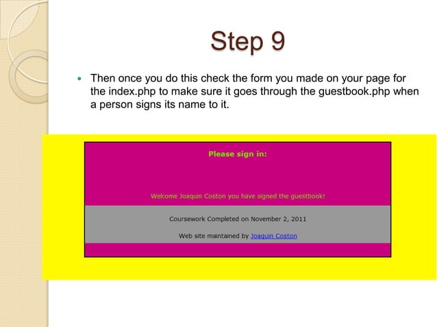 Using php to design a guestbook website tutorial | PPT