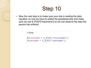 Using php to design a guestbook website tutorial | PPTX