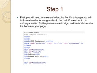Using php to design a guestbook website tutorial | PPTX
