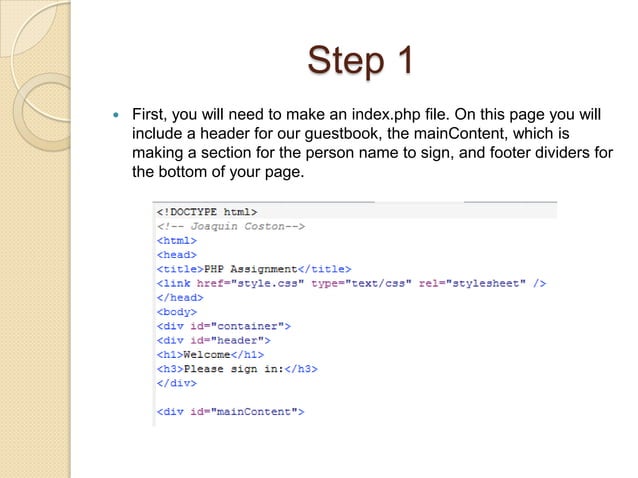 Using php to design a guestbook website tutorial | PPT