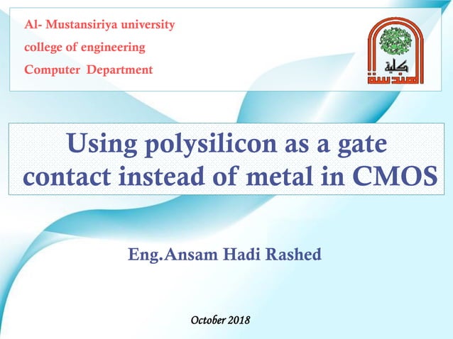 Using polysilicon as a gate contact instead of metal in CMOS | PPT