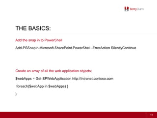 Using power shell to improve sharepoint management | PPT