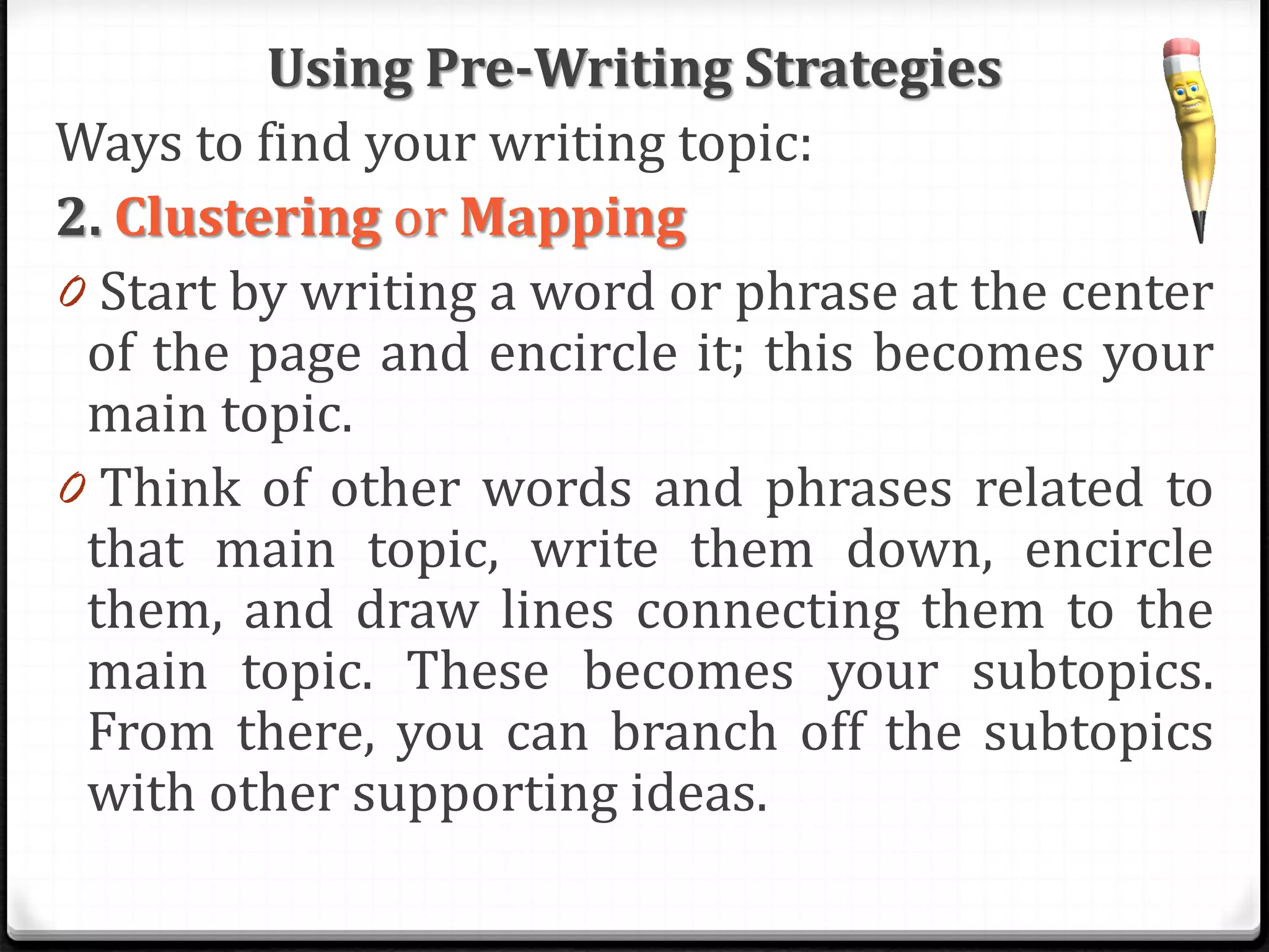 Pre-Writing Strategies | PDF