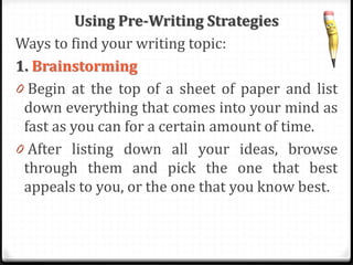 Pre-Writing Strategies | PDF