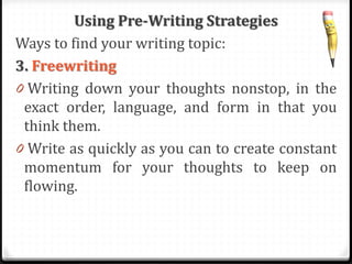 Pre-Writing Strategies | PDF