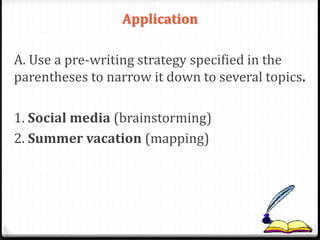 Pre-Writing Strategies | PDF