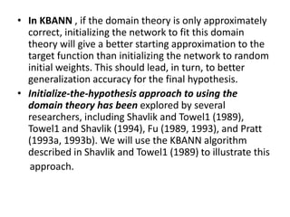 Using prior knowledge to initialize the hypothesis,kbann | PPTX