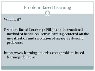 Using Problem Based Learning In Educational Psychology | PPT ...