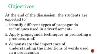 Using Propaganda technique grade eight ppt | PPTX