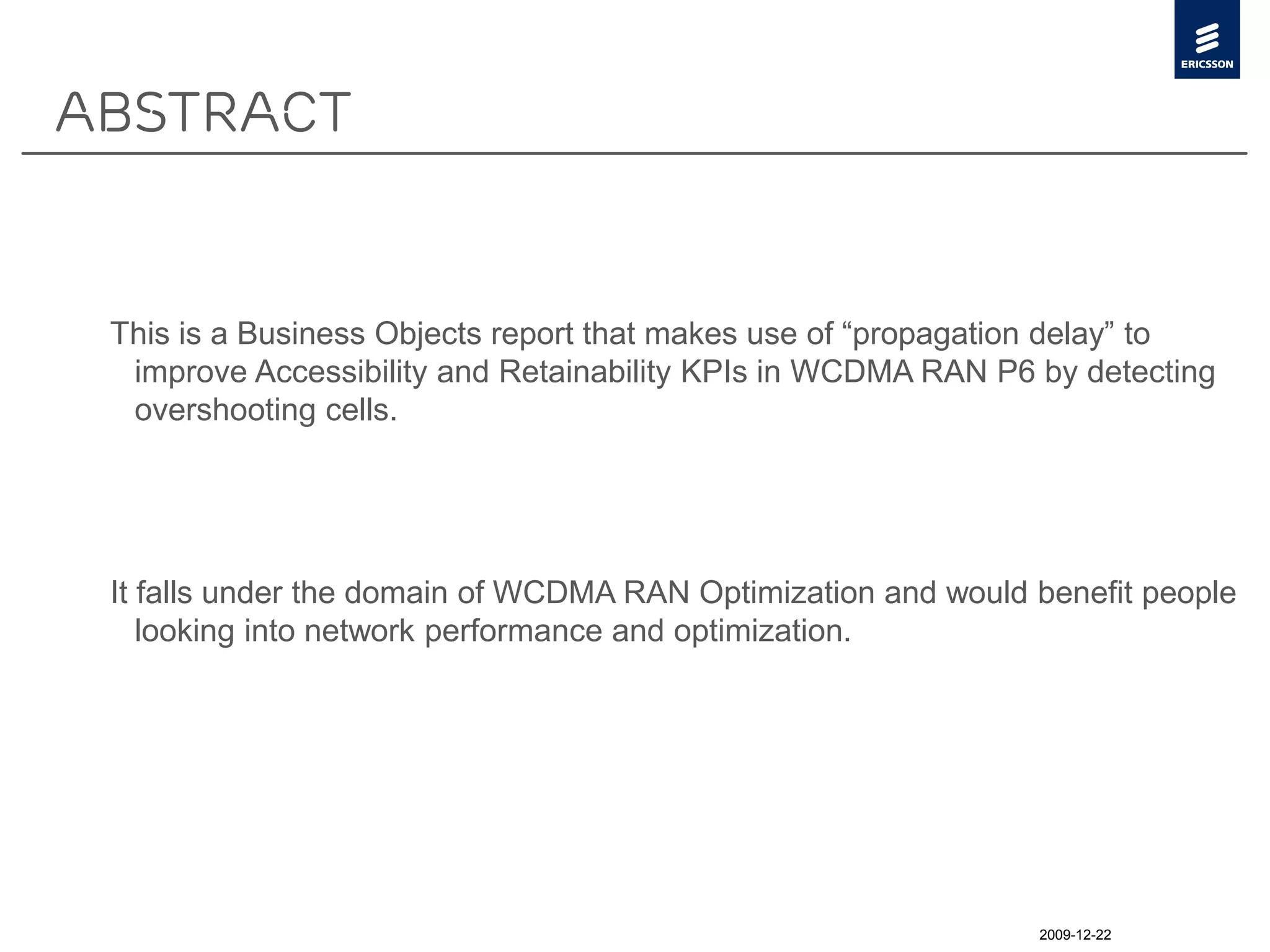 Using Propagation Delay In Wcdma Ran Optimizationppt
