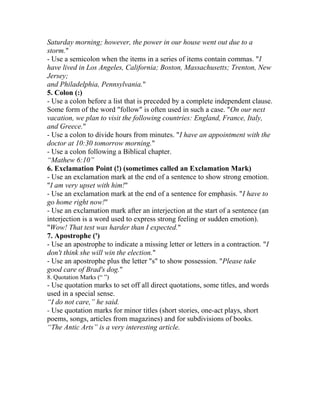 Using punctuation marks | DOC | Books and Literature