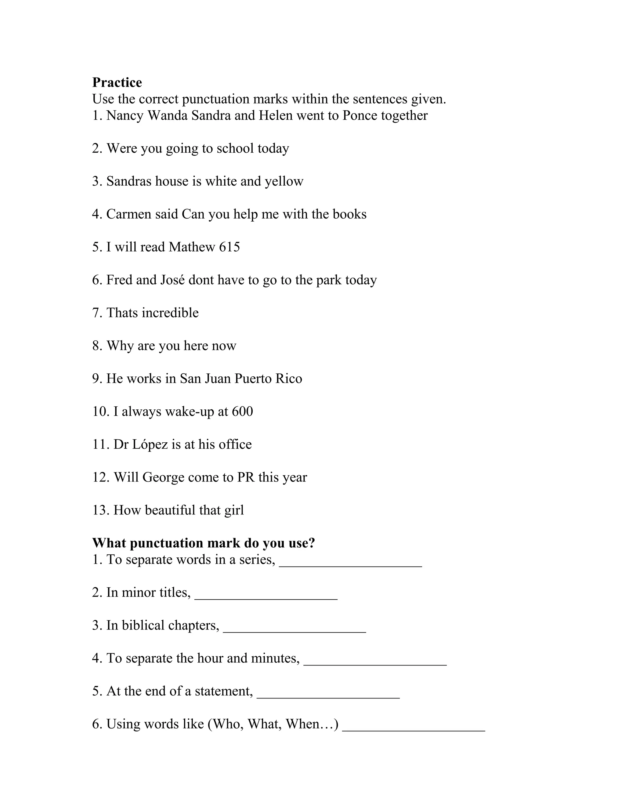 Using punctuation marks | DOC