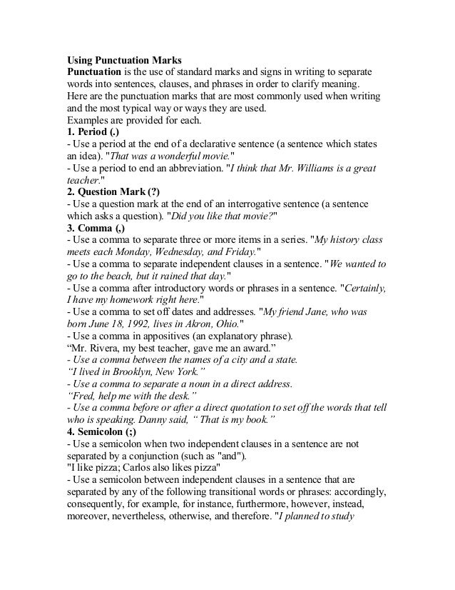 Using punctuation marks