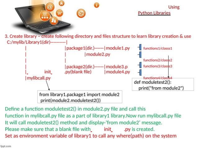 Using python libraries.pptx , easy ppt to study class 12 | PPTX | Programming Languages | Computing