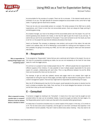 Using RACI as a tool for Accountability and Expectation Setting | PDF | Technology & Computing