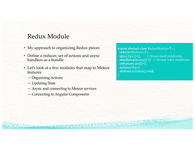 Using redux and angular 2 with meteor | PPT