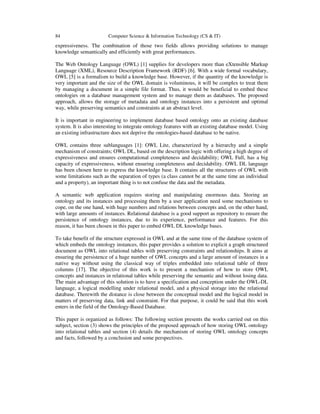 USING RELATIONAL MODEL TO STORE OWL ONTOLOGIES AND FACTS | PDF