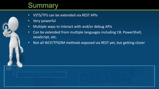 Using REST with VSTS and TFS | PPT