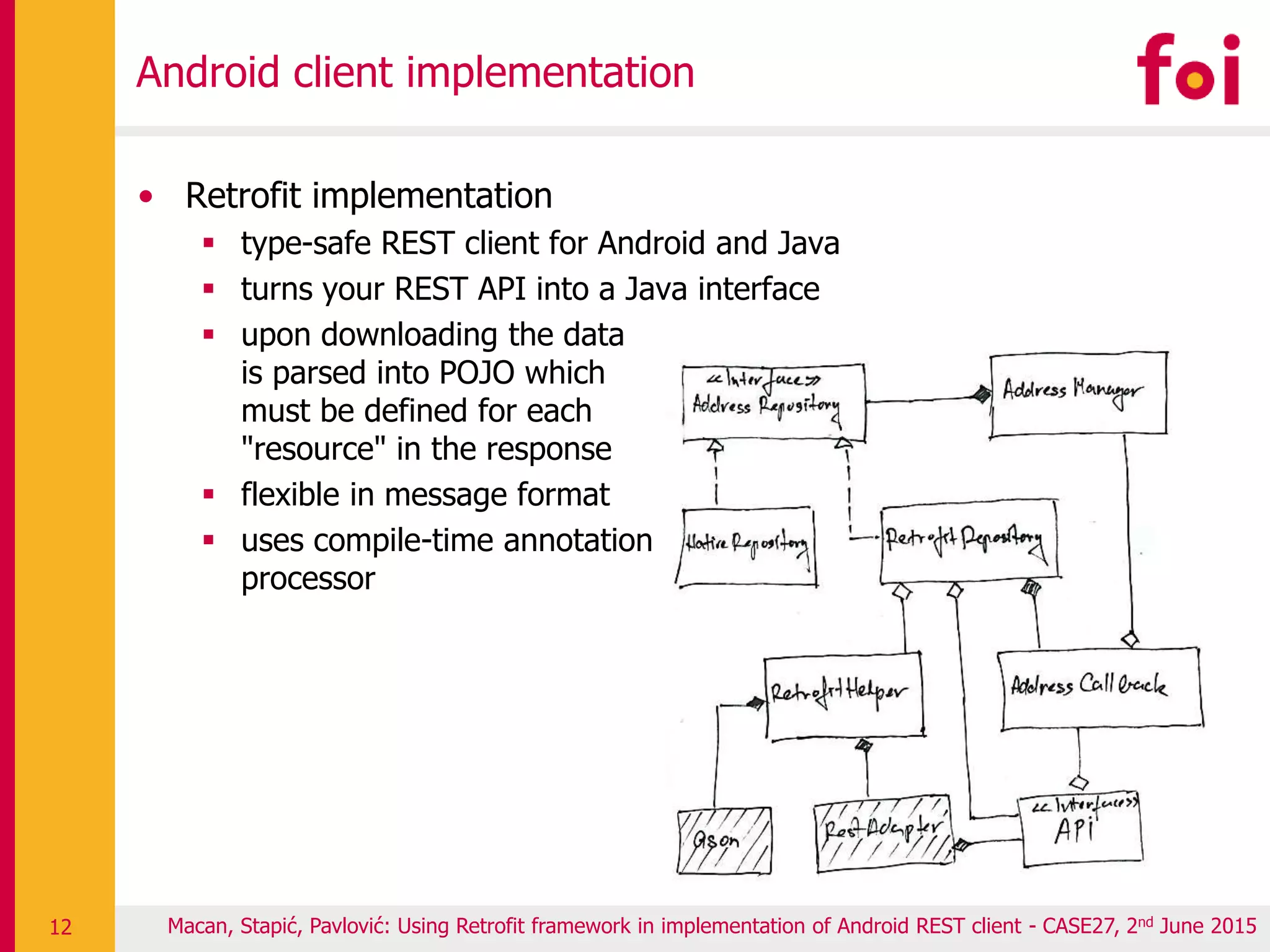 Using Retrofit framework in implementation of Android REST client (Presentation) | PPTX