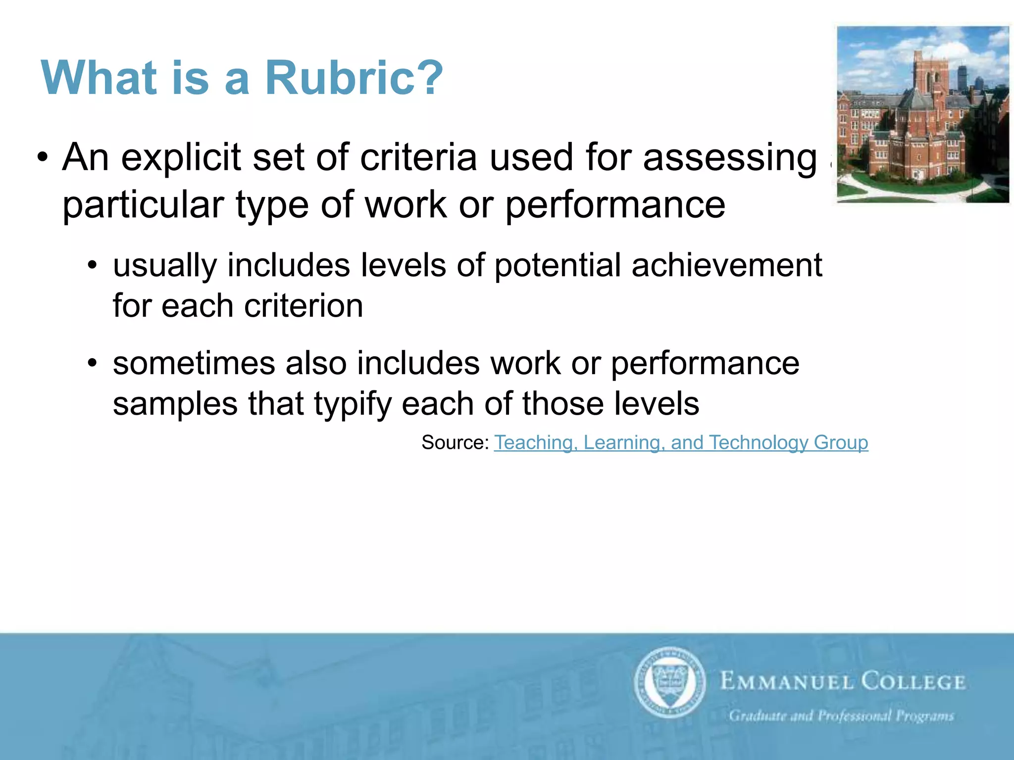 Using Rubrics to Improve Learning | PPTX | Educational Assessment ...