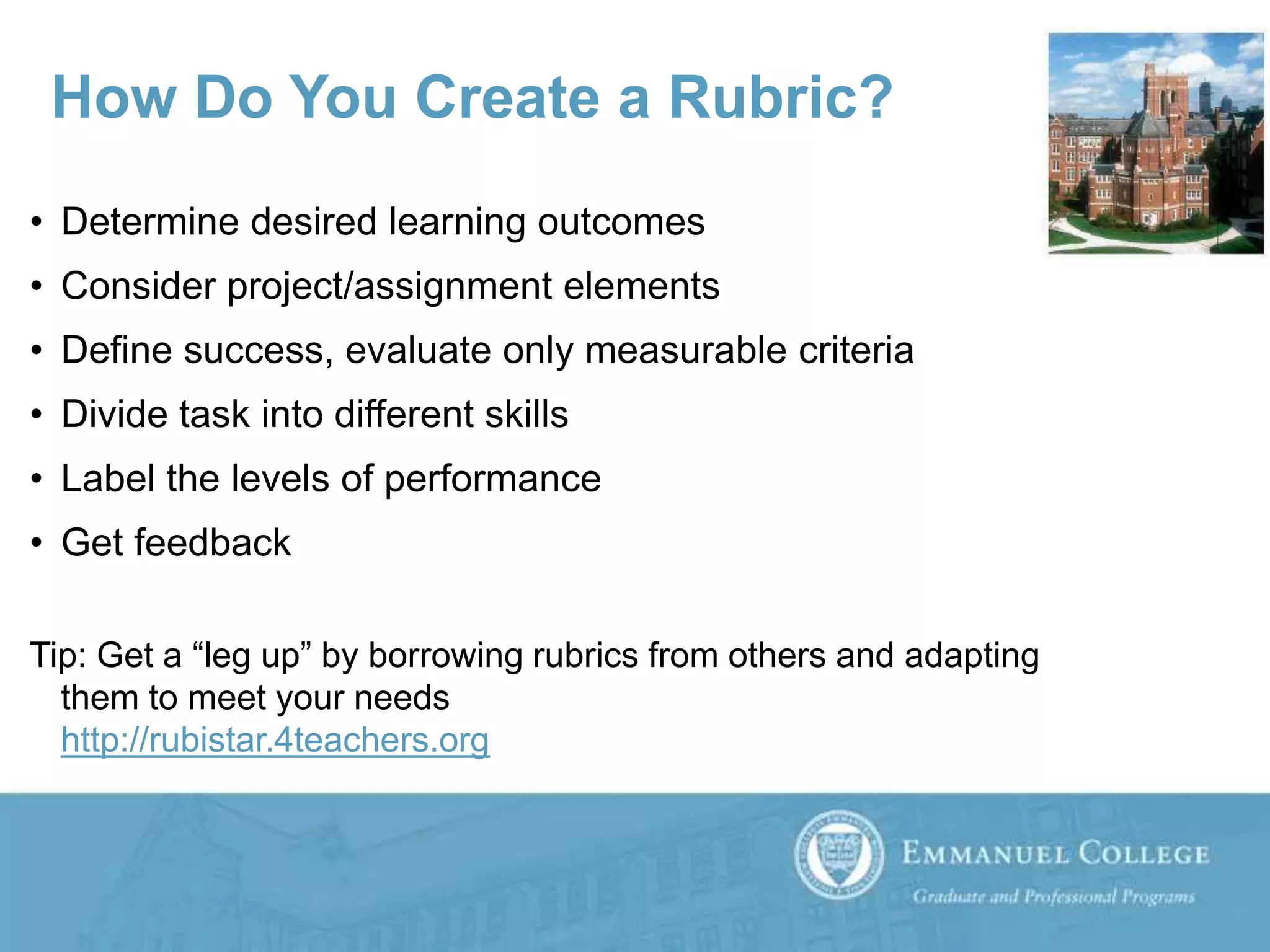 Using Rubrics to Improve Learning | PPTX | Educational Assessment ...