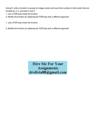 Using R write a function to accept an integer vector and co.pdf