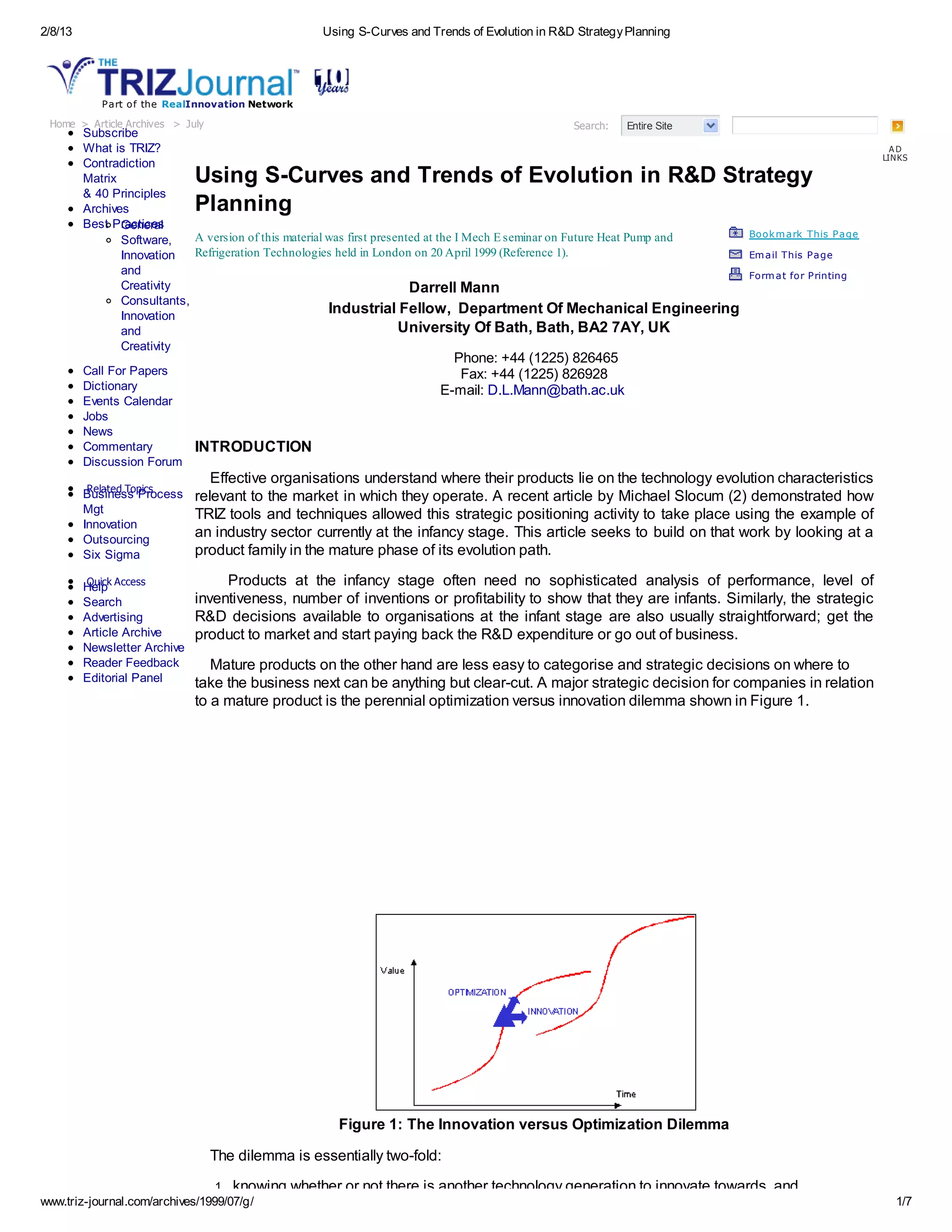 Using s curves and trends of evolution in r&d strategy planning | PDF