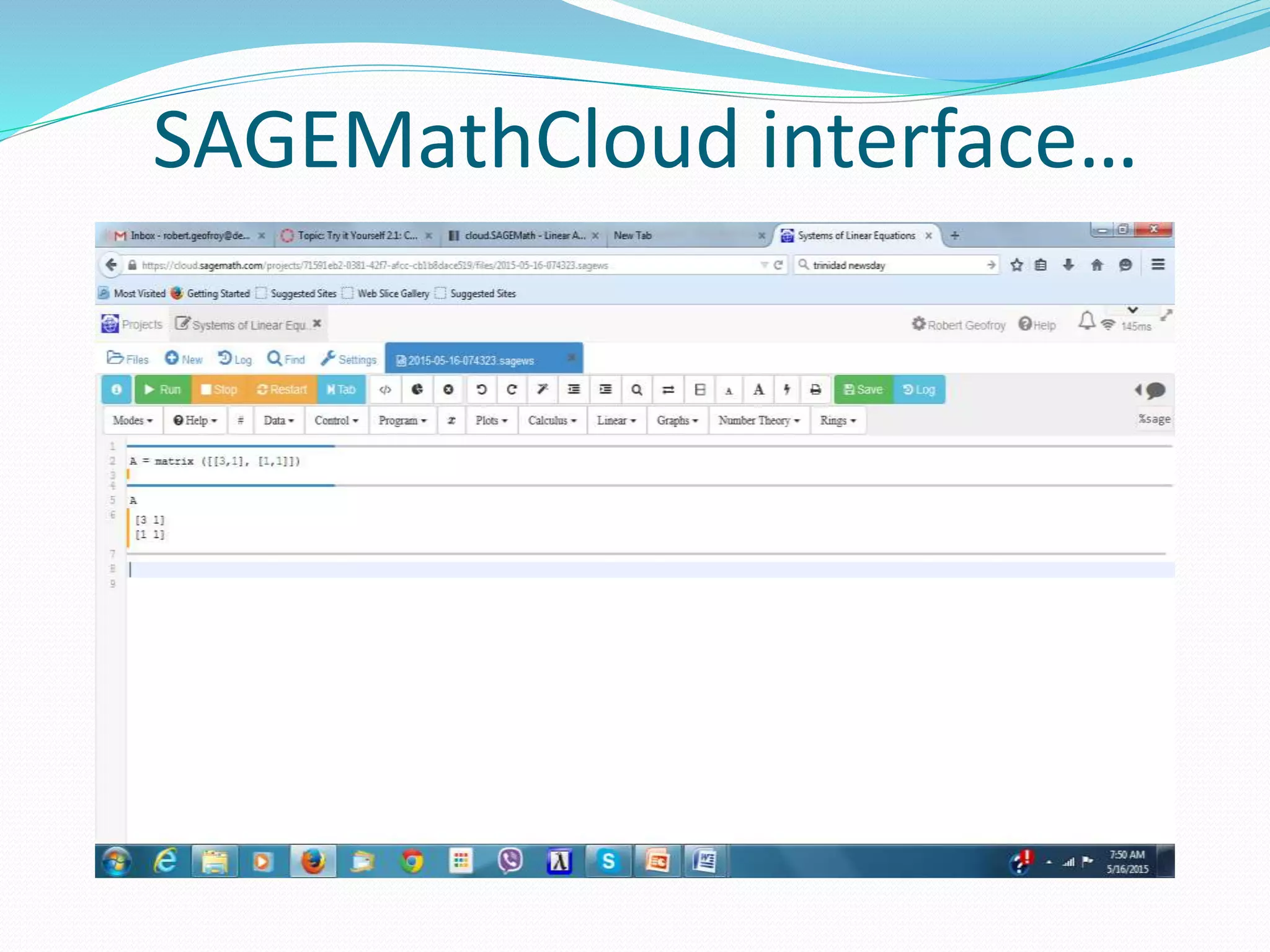 Using sage maths to solve systems of linear equations | PPTX