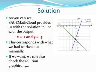 Using sage maths to solve systems of linear equations | PPTX
