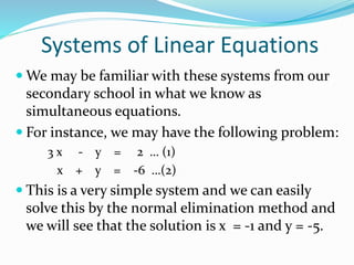 Using sage maths to solve systems of linear equations | PPT