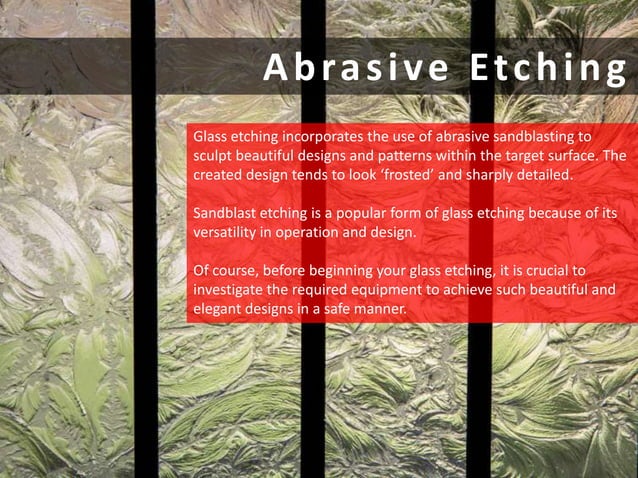 Using sandblasting equipment for glass etching | PDF