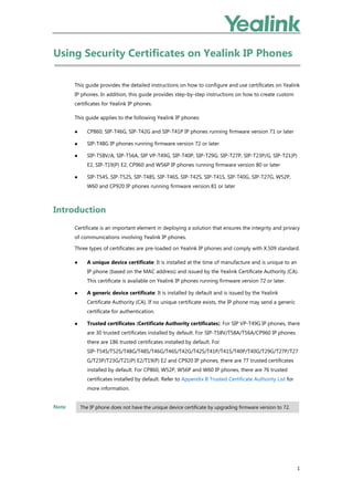 Using security certificates on yealink ip phones v83 10 | PDF
