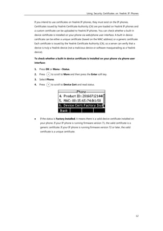 Using security certificates on yealink ip phones v83 10 | PDF