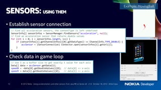 Using sensors in java me apps on series 40 | PPT