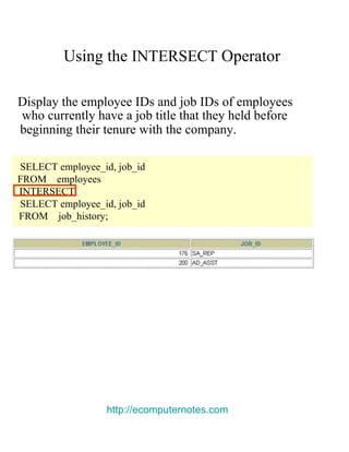 e computer notes - Using set operator | PPT