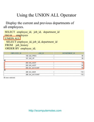 e computer notes - Using set operator | PPT