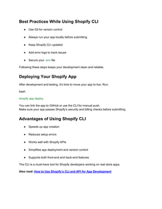 A Comprehensive Guide to Faster App Building with Shopify CLI | PDF