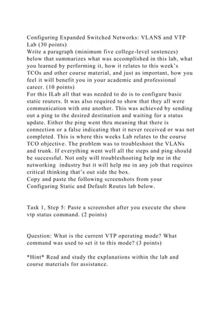 Using Show Commands to Investigate Network Status Lab Grading Ru.docx