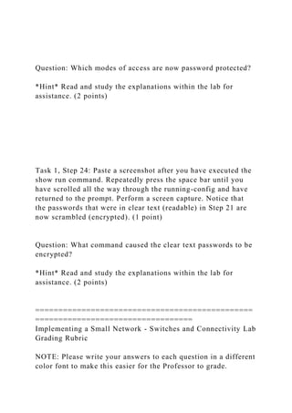 Using Show Commands to Investigate Network Status Lab Grading Ru.docx